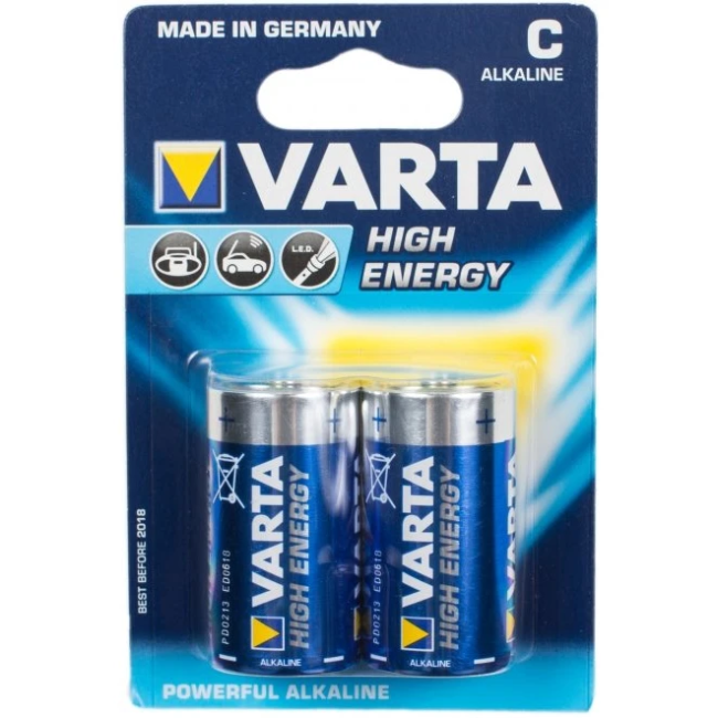 VARTA 04914121412 Батарейка Varta LONGLIFE POWER (HIGH ENERGY) LR14 C BL2 Alkaline 1.5V (4914) (2/20/200) (2 шт.)