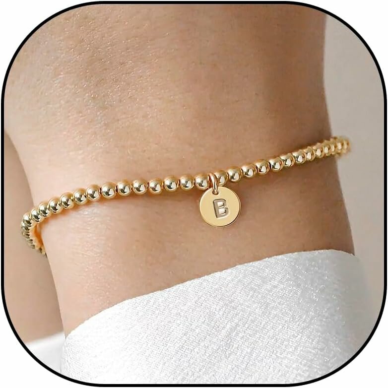 Женский браслет из бусин в форме сердца с покрытием из 14-каратного золота, эластичный браслет из бусин с буквами, браслет с персонализированным именем, подарок на день рождения в знак дружбы, подарок на День святого Валентина, женские украшения