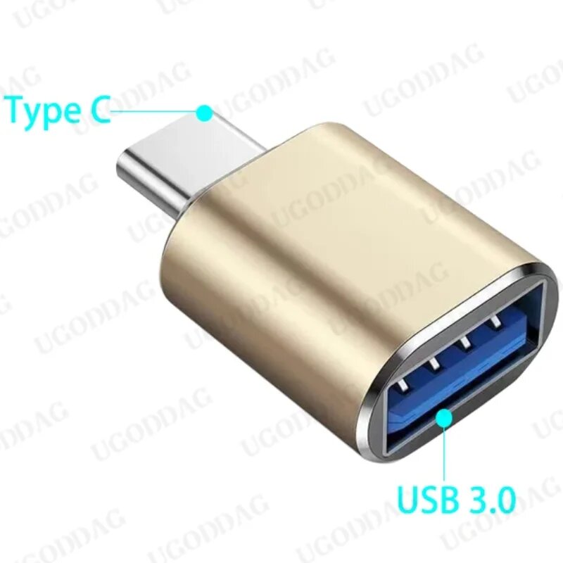 Адаптер USB A на USB C UGODDAG Желтый, Золотой