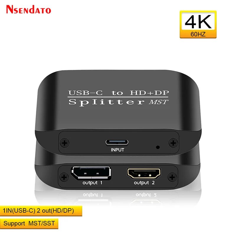 USB-C на 2 HDMI DP сплиттер NSendato 4K 60Hz MST