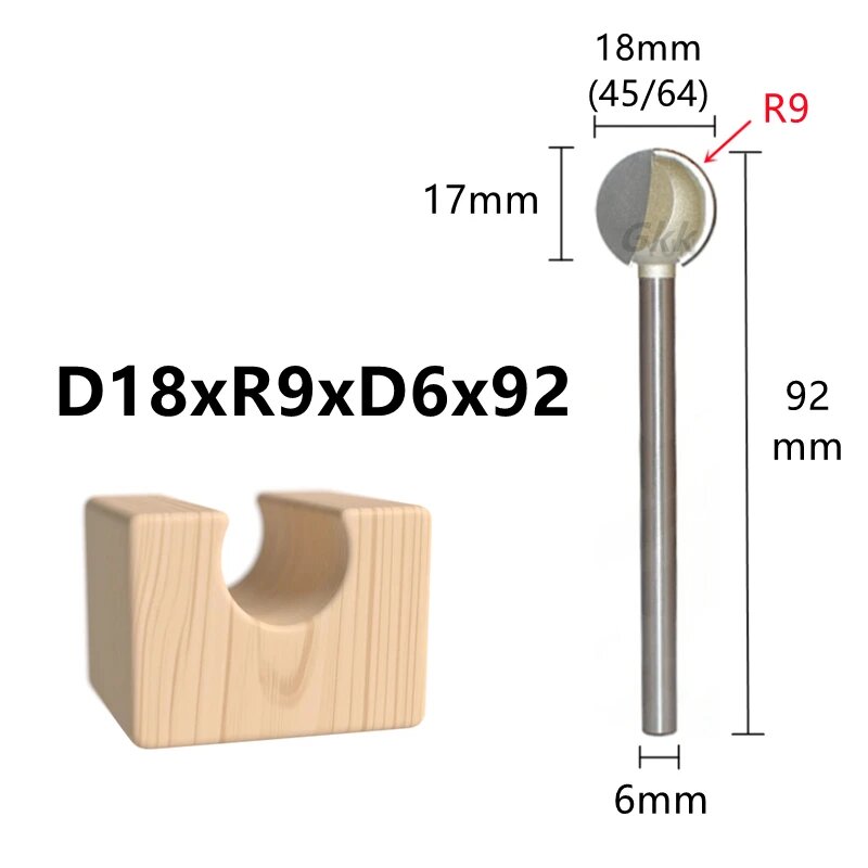 Шарик, круглая резьба по дереву, шаровая фреза, деревообрабатывающая фреза с ЧПУ, 3 мм, D18xR9xD6x92