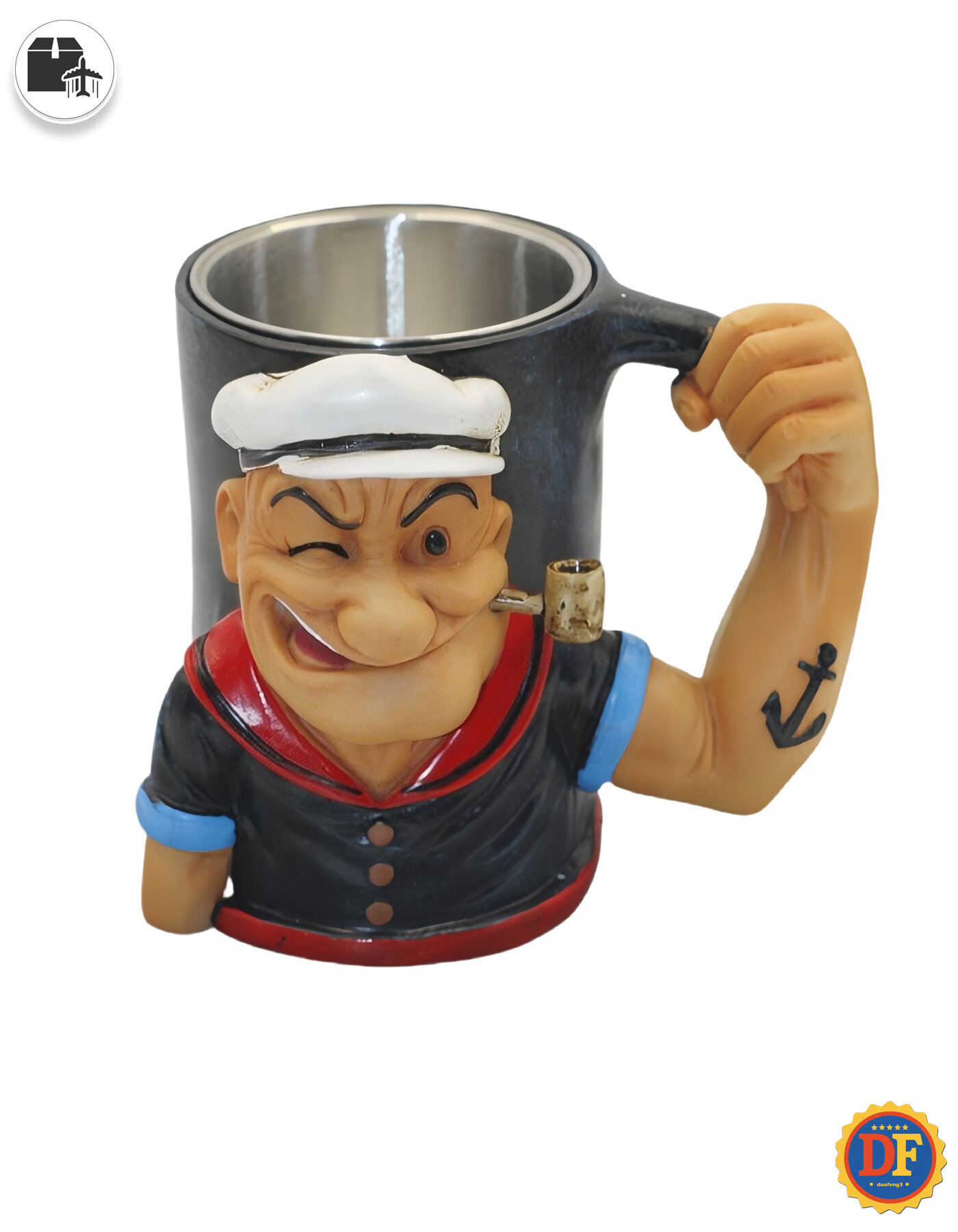 Кружка-статуэтка «Моряк Попай» (Popeye) — 3D дизайн для кофе и коллекции，Кофейная чашка для молодого моряка