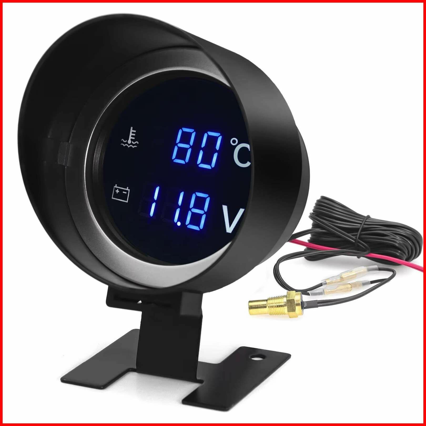 Датчик температуры охлаждающей жидкости двигателя с цифровым вольтметром и сигнализацией перегрева для автомобиля 12 В/24