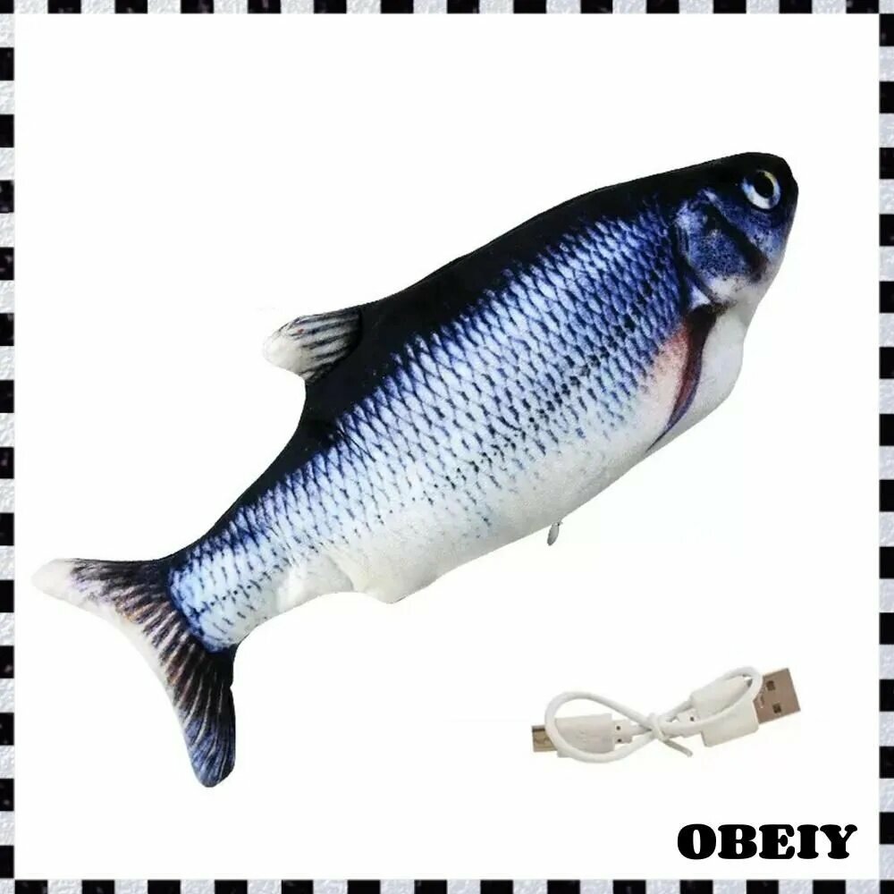 Интерактивная игрушка «Рыба» с прыгающим движением, реалистичная мягкая рыбка, USB‑зарядка, для детей и кошек