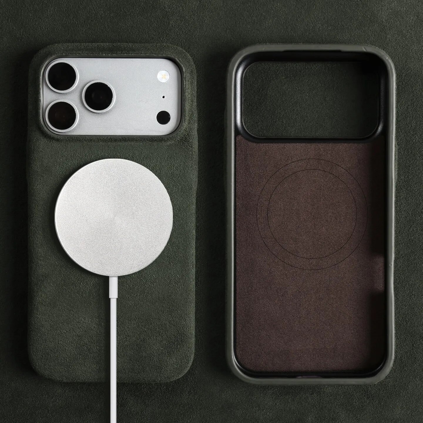 Чехол для iPhone 17 Pro Max, темно-зеленый, Green 9073, MagSafe