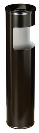 Урна металлическая с пепельницей, 600х150 мм, 10 литров, черная, К150
