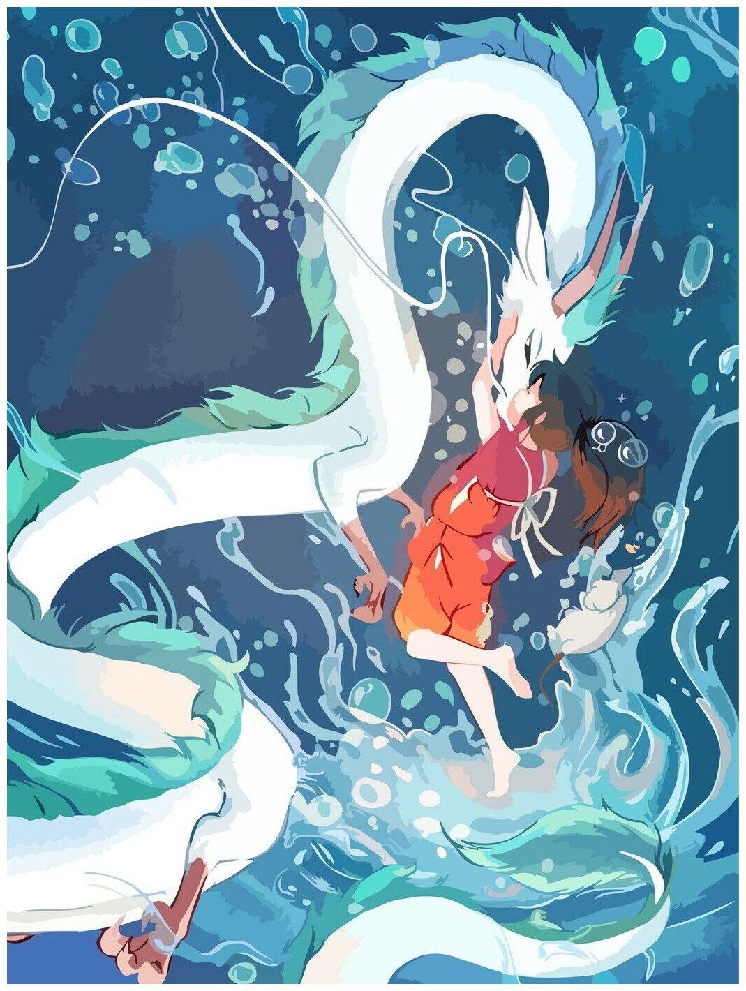 Картина по номерам на холсте аниме унесенные призраками девушка и дракон - 1906 30X40