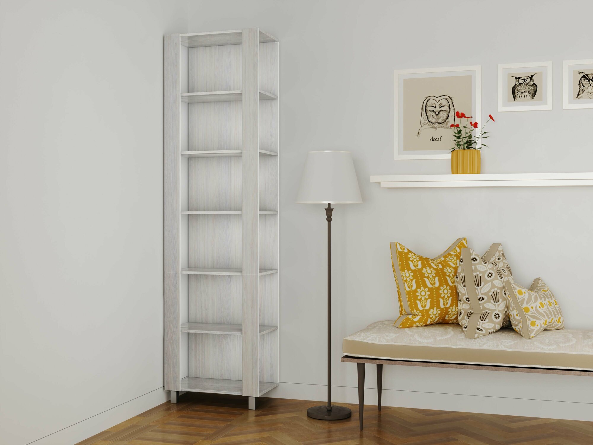 Стеллаж модульный Универсальный 35х44х220, Мебельная компания Е1, Ясень Анкор Светлый