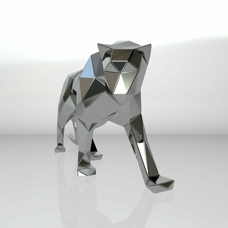 Полигональная фигура Кошки, человек, геометрический полигональный металлический декор интерьера
