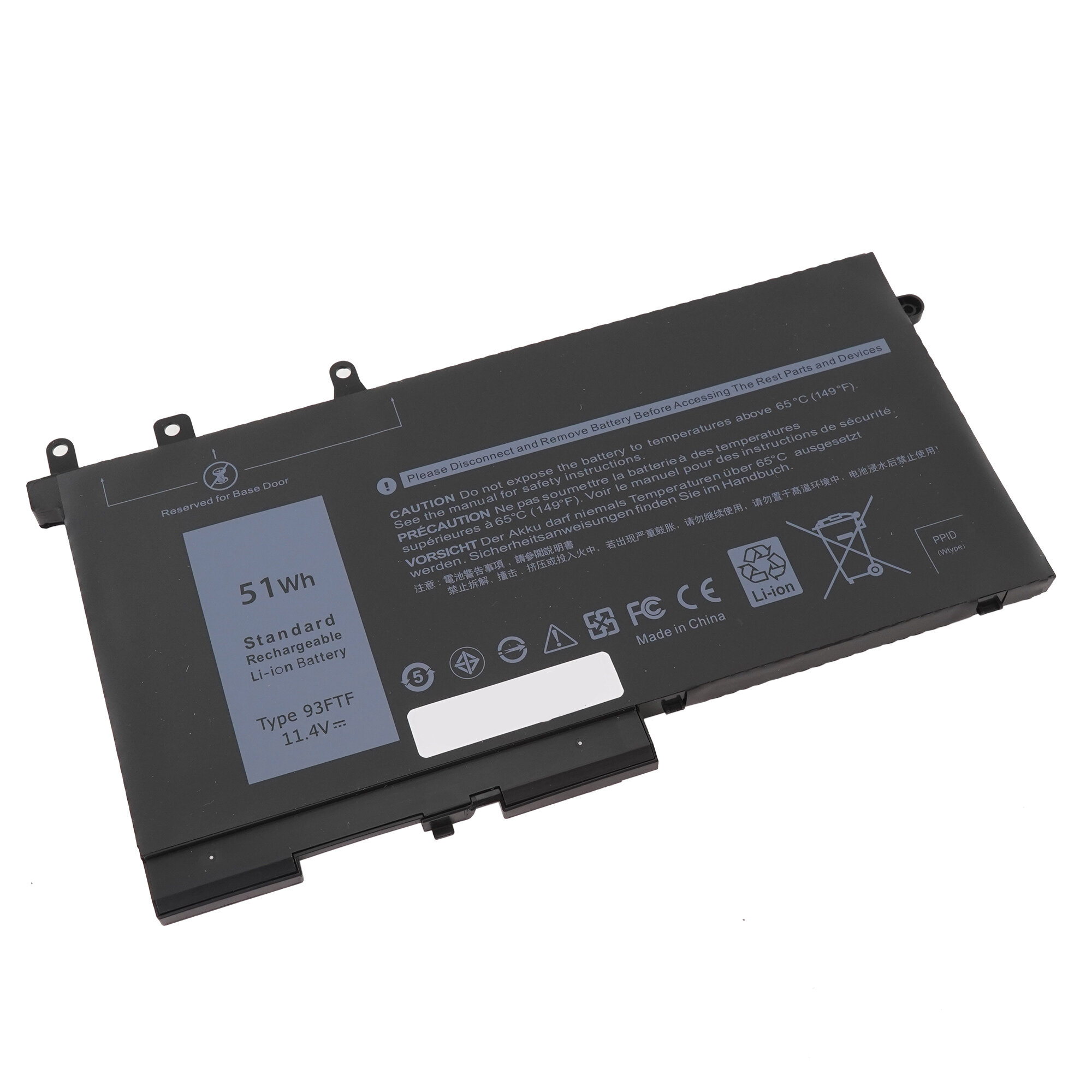 Аккумулятор OEM (совместимый с 93FTF) для ноутбука Dell Latitude E5280, E5480 11.4V 4400mAh черный