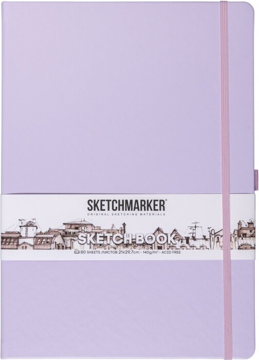 Sketchmarker 2314704SM Блокнот для зарисовок sketchmarker, 140 г/м2, 21*30 см, 80 л, твердая обложка, фиолетовый пастельный
