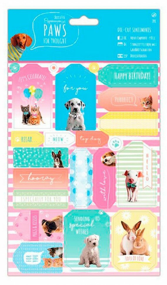 #PMA157270 Набор бумаги с высеченными элементами "Paws for Thought", 2 листа 21 x 14.8 см Docrafts 2 листа