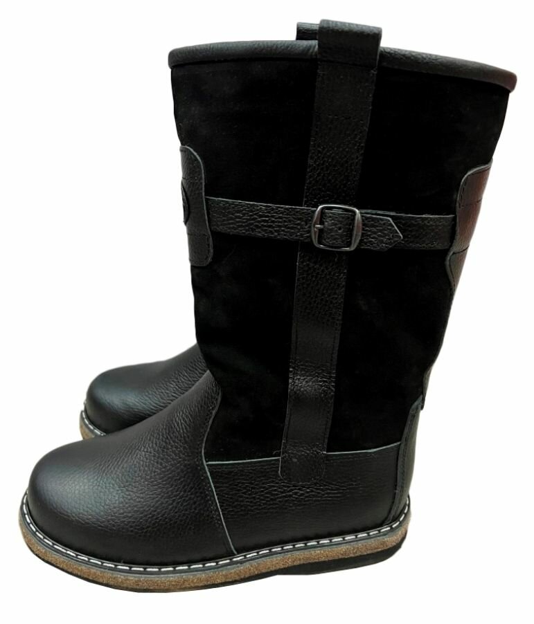 Монгольские сапоги мужские черные войлочная подошва