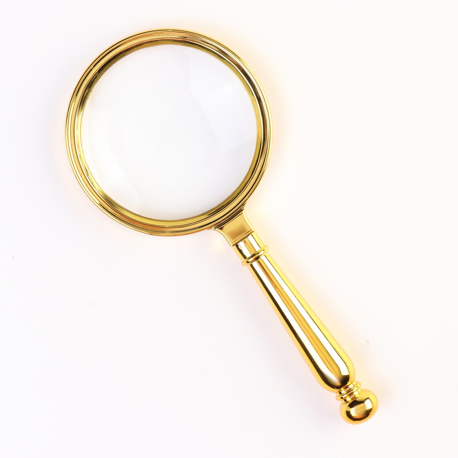 Лупа классическая, кратность 3, d=8 см, 19 см, золотая