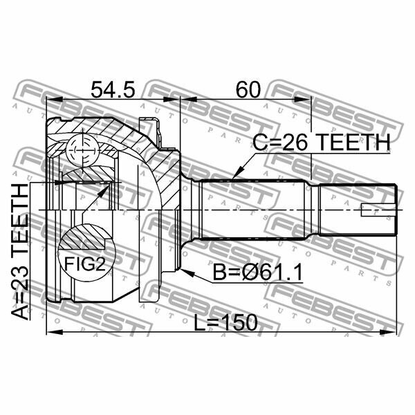Ремкомплект шруса внешний для автомобиля Toyota, FEBEST 0110-ZZE150 (1 шт.)