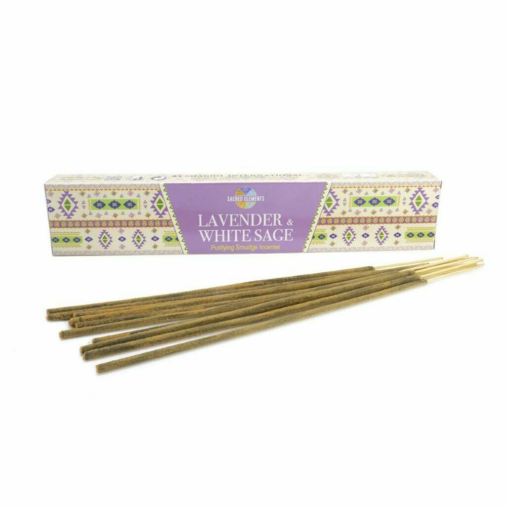 LAVENDER & WHITE SAGE Purifying Smudge Incense, Sacred Elements (лаванда И белый шалфей очищающие масала благовония, Секретные Элементы), 15 г.