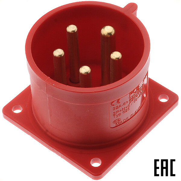 Вилка 625-6 на поверхность 3Р+N+Е с/п прямая 32А 415В IP44 (РСЕ Австрия)