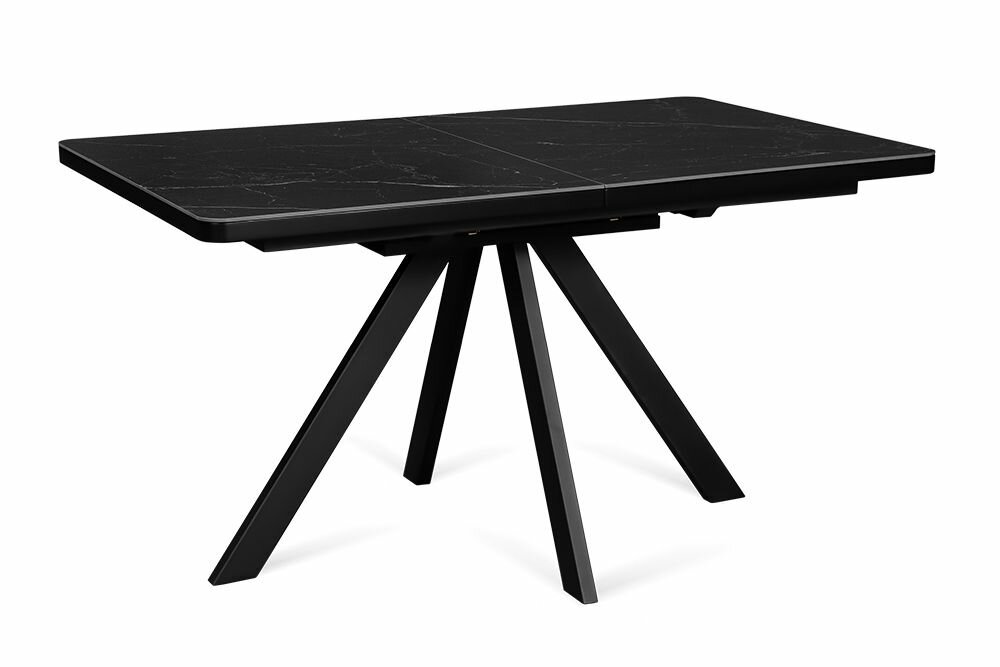 Стол обеденный керамический раздвижной NORWAY 140 NERO CER на металлокаркасе, столешница керамика, цвет черный, черный каркас, 140(180)х85 см