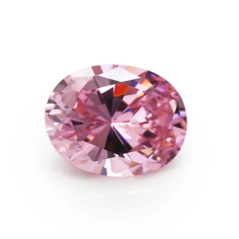 Синтетические овальные камни с кубическим цирконием 11 цветов Розовый, 8x12mm (10pcs), Pink