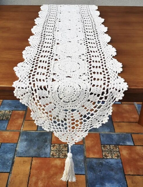 Вязаная скатерть из хлопка JUNWELL 30x140cm, Pattern C