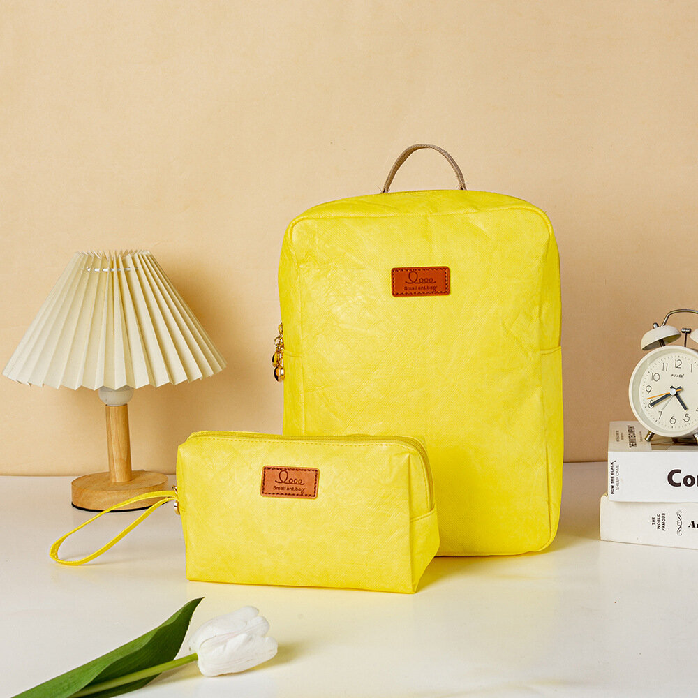 Рюкзак SMALL ANT BAG "Net Celebrity Ins Dupont", крафт-бумага, водонепроницаемый, желтый