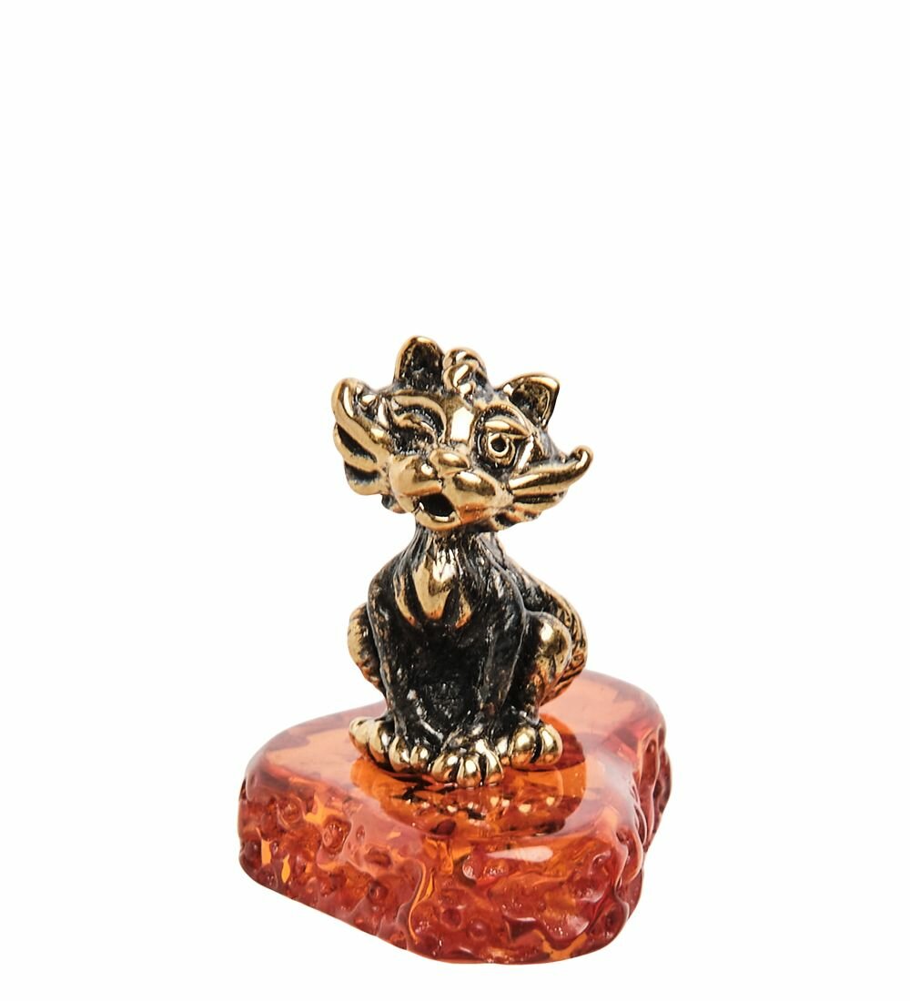 Фигурка 'Кошечка' (латунь, янтарь)