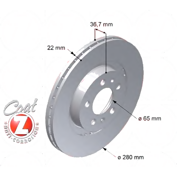 ZIMMERMANN 100.1234.20 (1J0615301E / 1J0615301M / 1J0615301P) диск торм Audi (Ауди) a3 1.8 / 1.9tdi VW golfiv 1.4-2.0