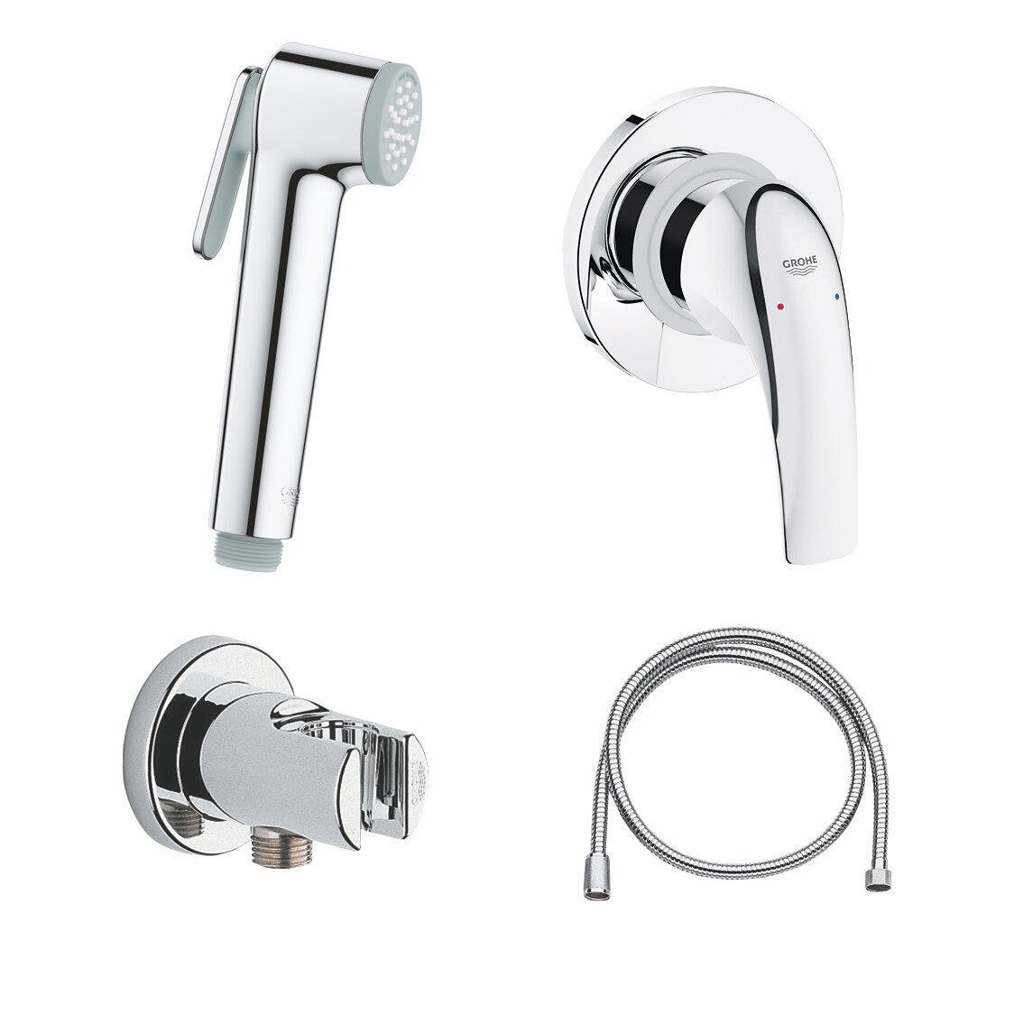 Смеситель с гигиеническим душем Grohe BauCurve, встраиваемый, хром 129185