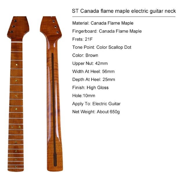 Гриф для электрогитары Stratocaster, кленовый, 22 лада, Bestwood ST M2 High Gloss