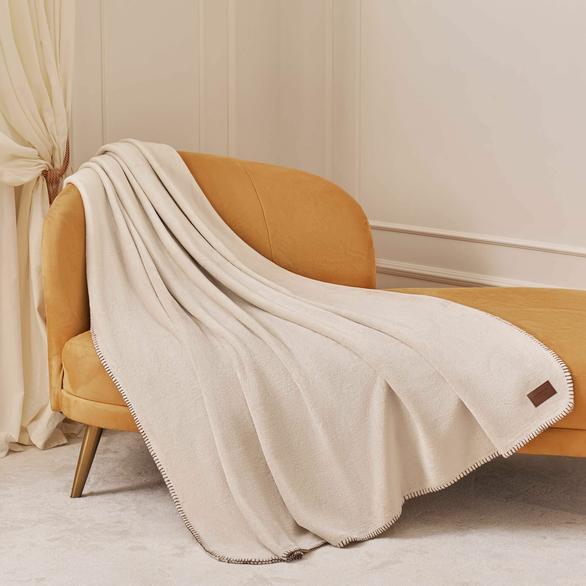 Плед, 140х190 см, фланель, цвет молочный, Flannel, Kuchenland