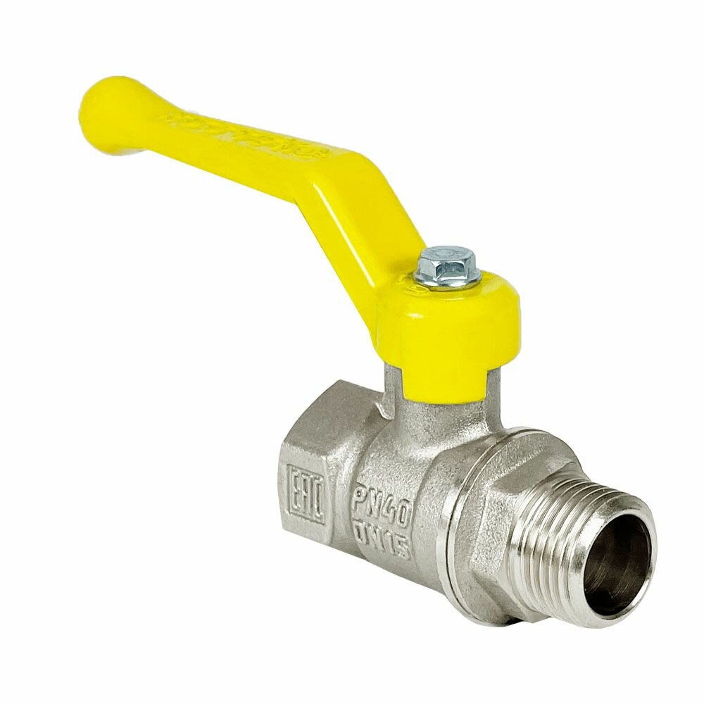 Кран шаровой латунь никель газ 11Б27фтМ Ду 32 Ру40 ВР/НР полнопроходной рычаг VALFEX VF.272. NR3.114