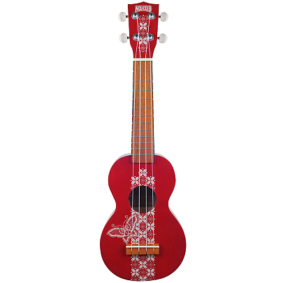 Mahalo MK1BATRD Укулеле с чехлом, цвет Transparent Red, с рисунком