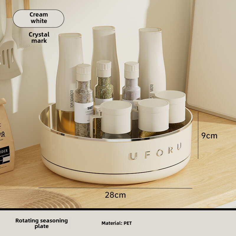 Rotating Kitchen Rack: Large Capacity 360-Degree Spin for Spice and Fruit Organization - Portable Multi-Functional Storage with Space-Saving Design for Countertop Convenience