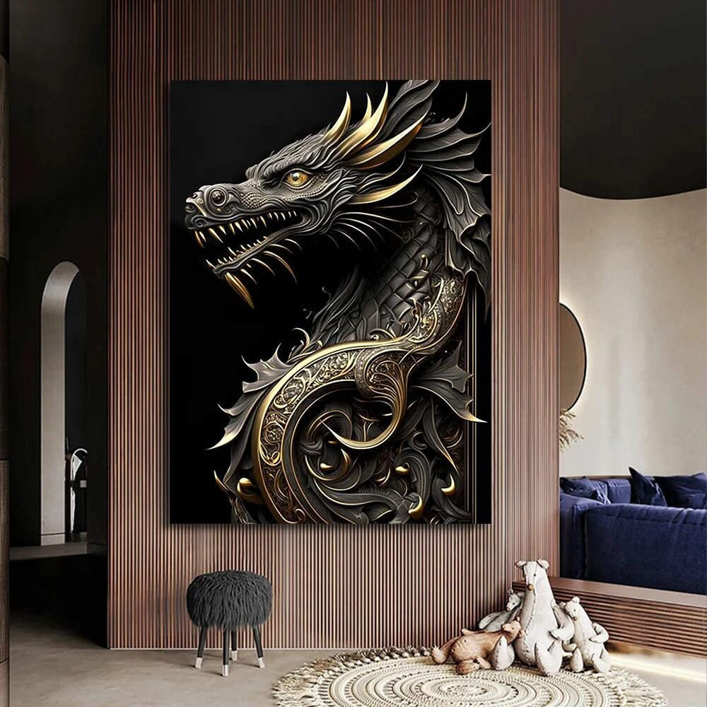 Картина для интерьера на стену, Инь Янь, Дракон, 20х30 см.