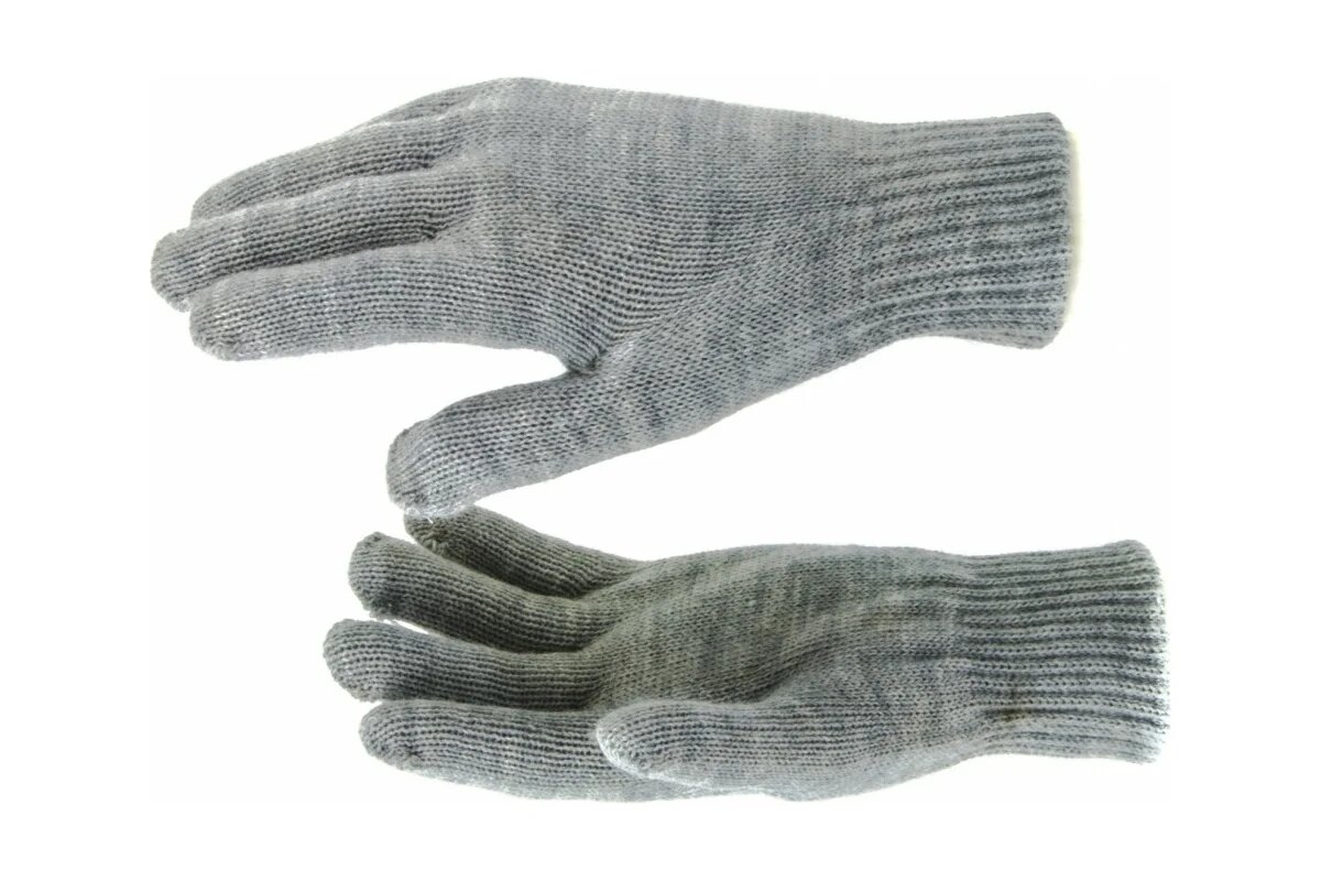 СИБРТЕХ Перчатки трикотажные, акрил, двойные, цвет: серая туча, двойная манжета 68682