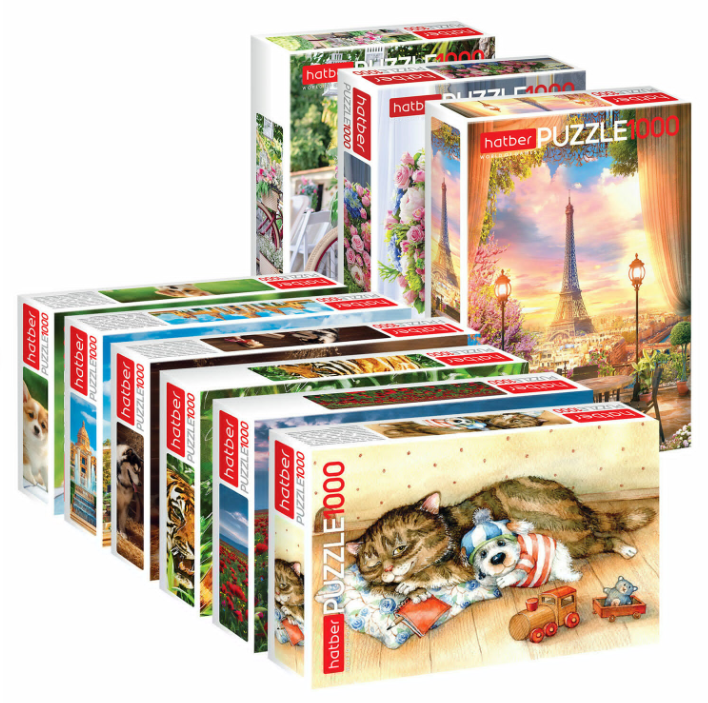 Пазл картонный 1000 элементов ассорти