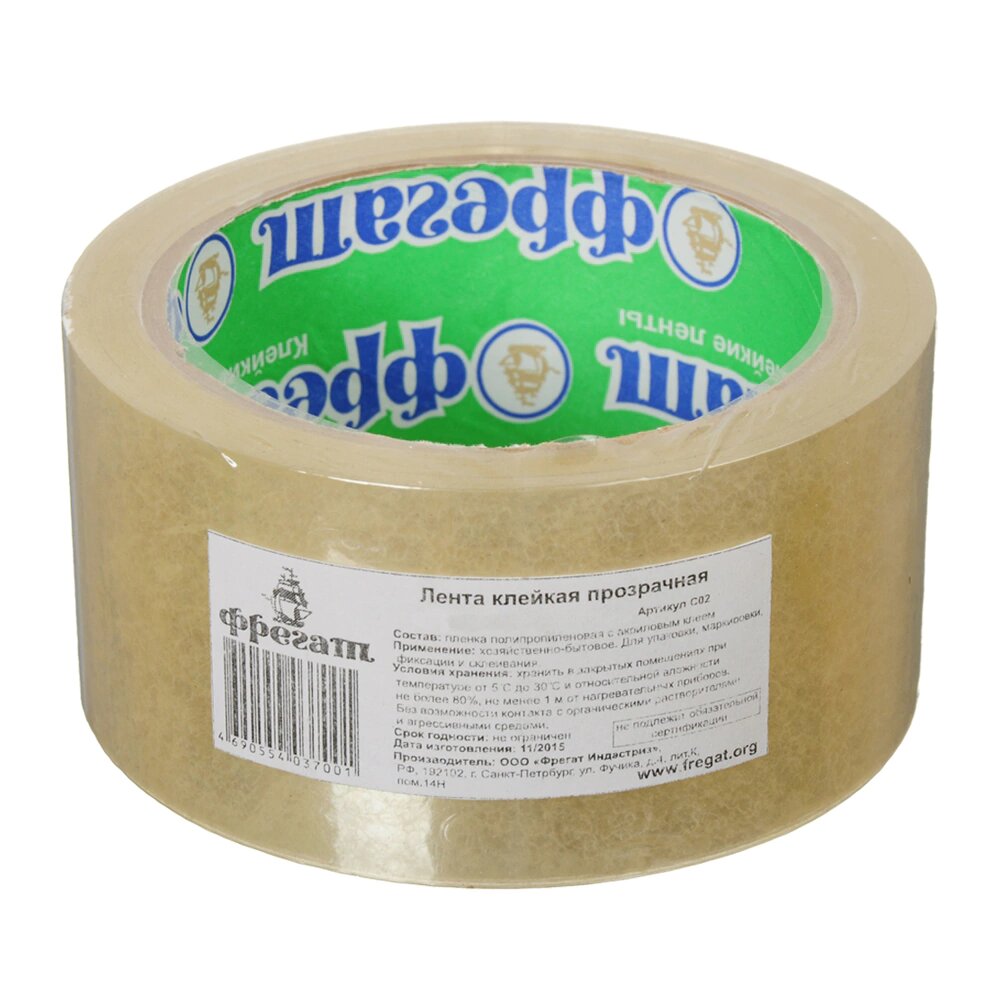 Лента клейкая упаковочная Фрегат 48 мм х 66 м прозрачная