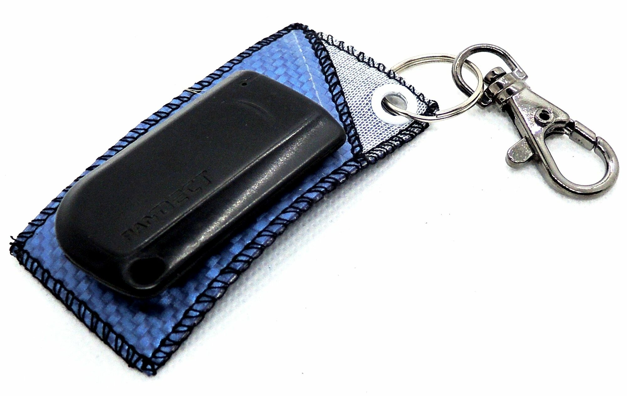 Чехол для метки иммобилайзера из экокожи цвет голубой с перфорацией