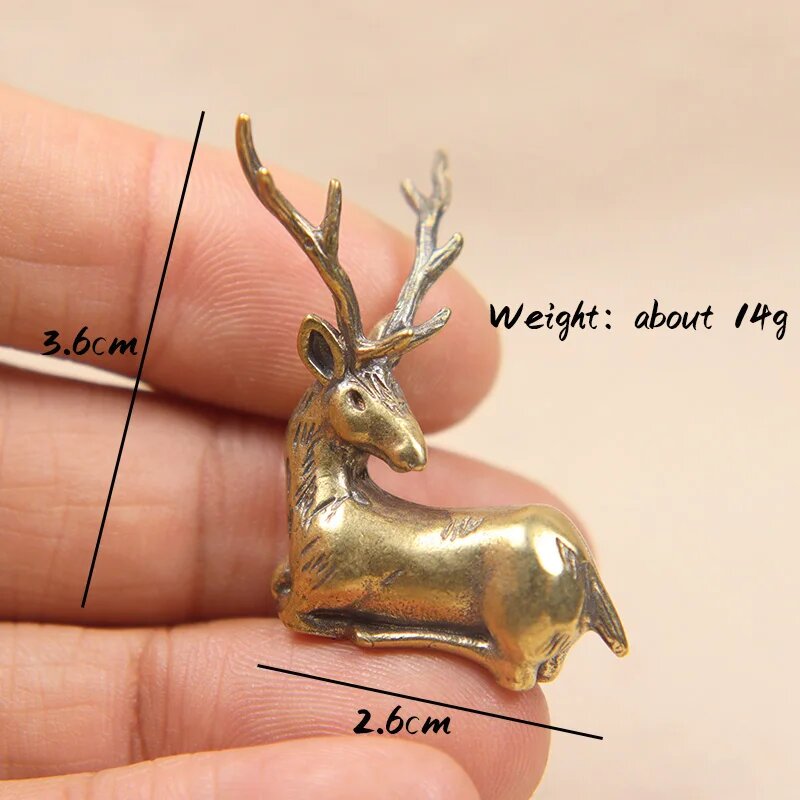 Ретро латунная Рождественская миниатюрная фигурка лось, праздничное украшение, аксессуары, мини-Статуя оленя, настольное украшение, современный декор