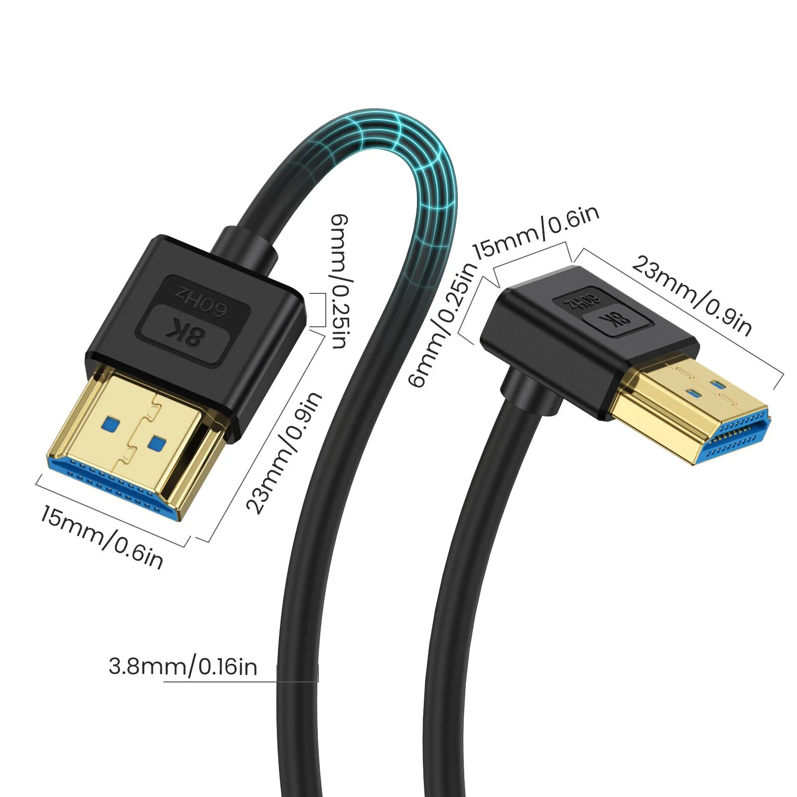 Силиконовый HDMI кабель 2.1 8K HDMI-HDMI Up, 2.5m
