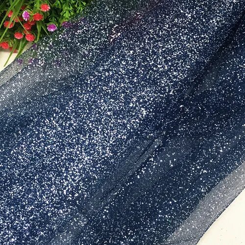 Блестящая сетка темно-синего цвета 50х150 см