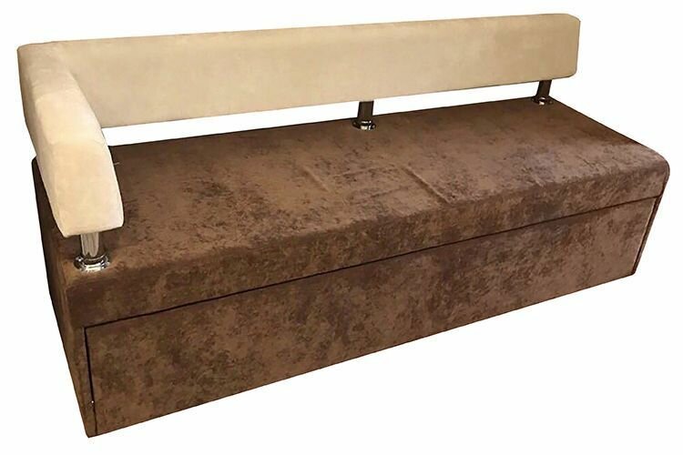 Диван-кровать Дельфин с подлокотником 190x62х80 коричневый/бежевый микровелюр, левый