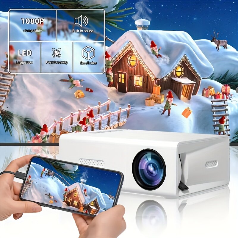 Портативный HD проектор, мини проектор для домашнего кинотеатра с 3D визуализацией, напольное крепление, LCD дисплей, питание 110-130V