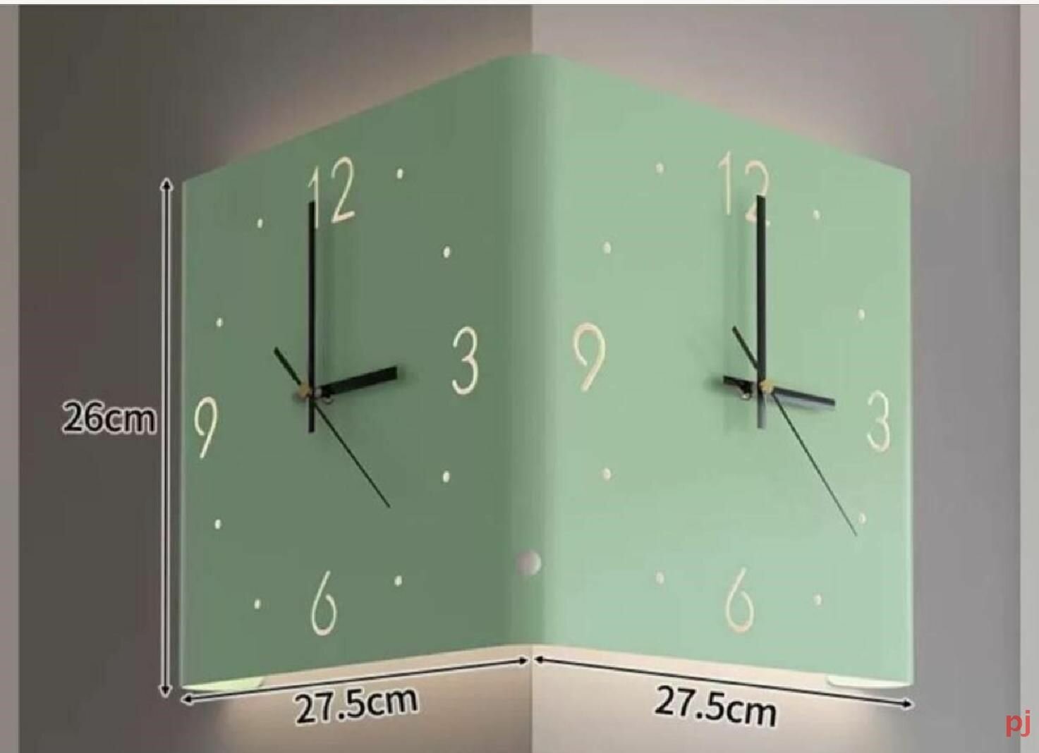 Настенные часы, угловые 26 см х 26 см， часы двухсторонние настенные часы для гостиной креативные, простые и современные