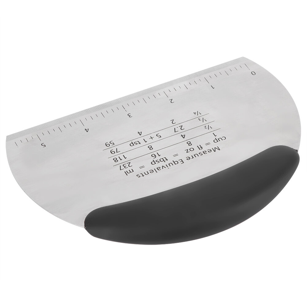 Куттер для теста из нержавеющей стали с измерительной шкалой, черный, размер approx.16.2x12x1.5cm, вес approx.195g, материал нержавеющая сталь+ПП+TPR, инструмент для выпечки, посуда для кухни, 1 штука