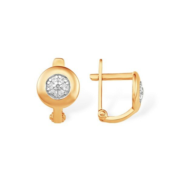 Серьги, красное золото, 585 проба, фианит