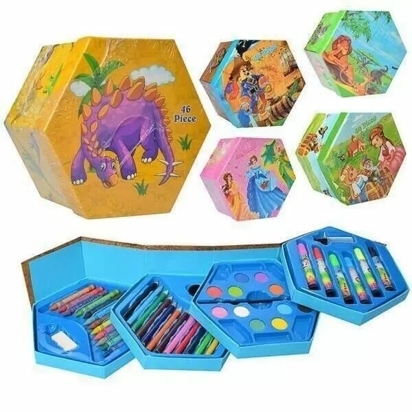 Набор для рисования Miraculous "Шкатулка", 46 предметов, цветные карандаши, фломастеры, восковые мелки, краски