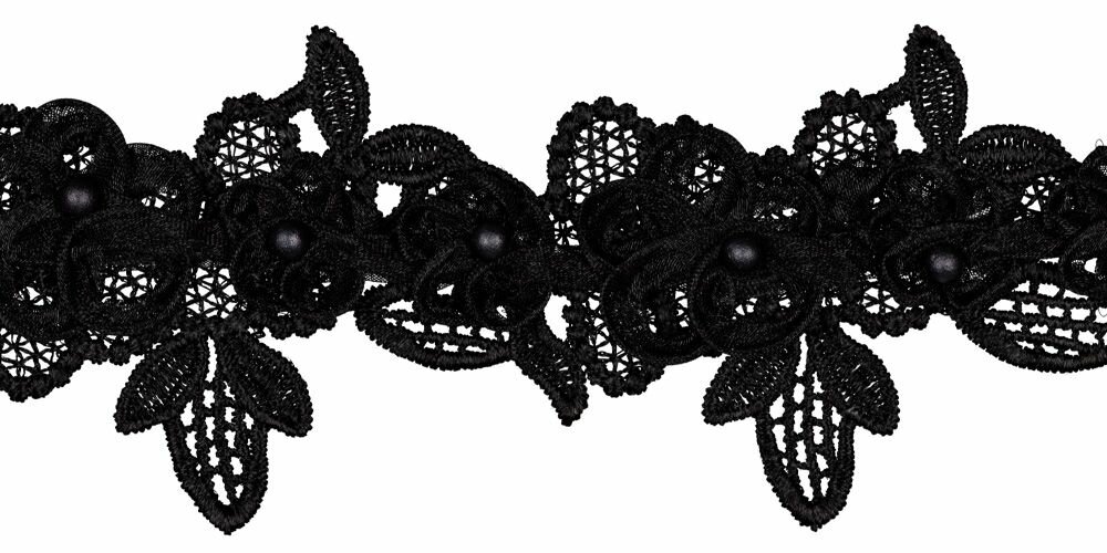 Декоративная лента Floranta "Lady's Slipper", 55 мм, 5 м, №02, черная