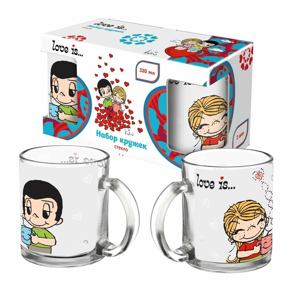 Набор кружек ND Play "Love is." Разделить горячий напиток, стекло, 2 шт по 320 мл