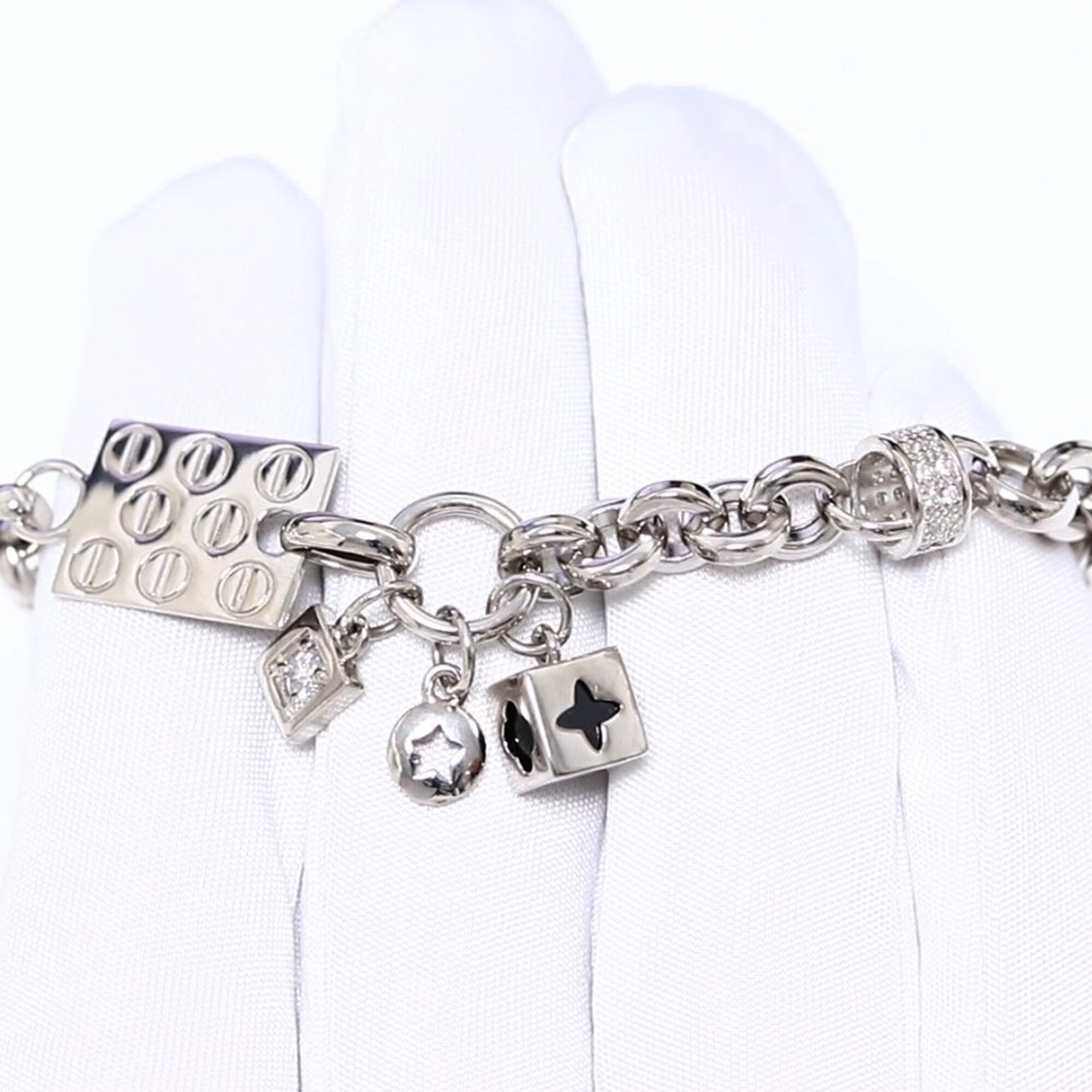 Браслет, серебро, 925 проба, родирование, оникс, фианит